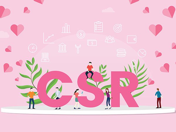 csr corporate social responsibility concept big text with people team ...